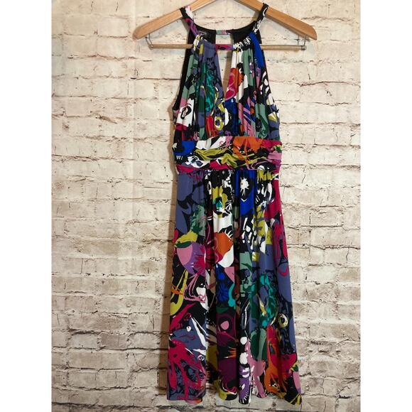 Suzi Chin | Dresses | Suzi Chin Halter Dress Womens 4 Colorful Artsy ...